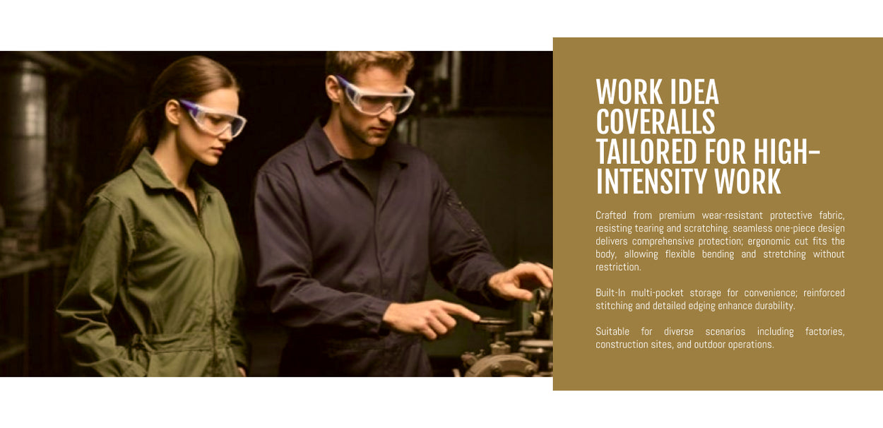 WORK IDEA Men's 100% Cotton Workwear. It features long sleeves, durabl
